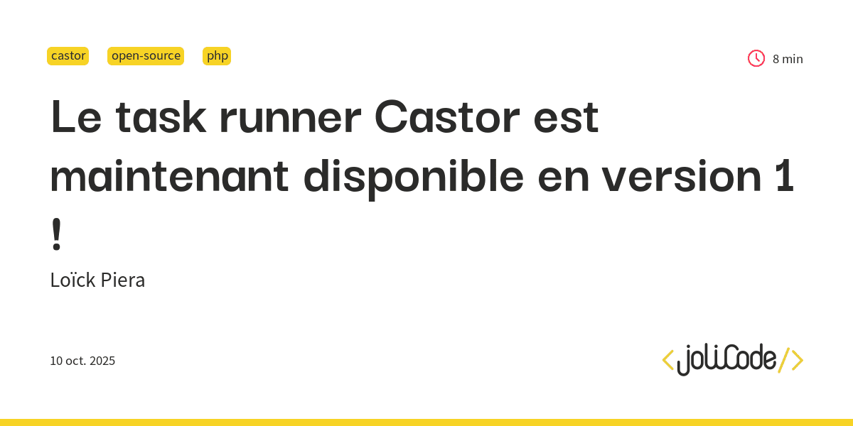 Le task runner Castor est maintenant disponible en version 1 ! - JoliCode