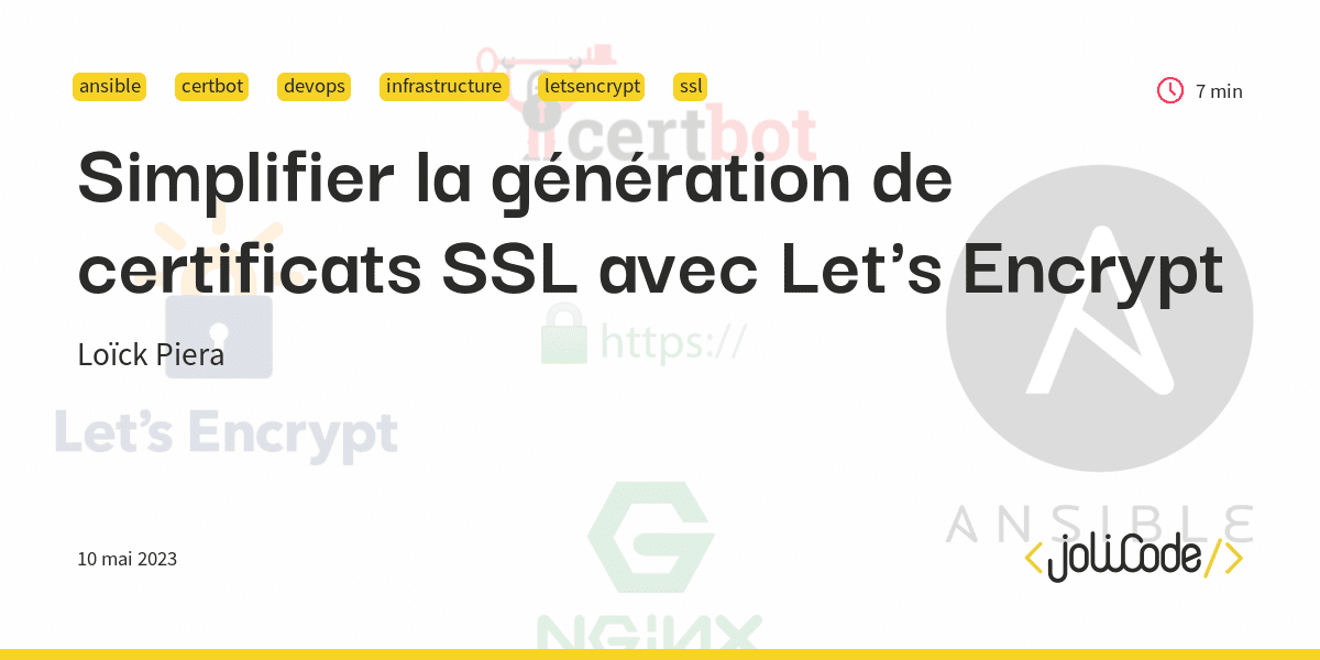 Simplifier la génération de certificats SSL avec Let's Encrypt - JoliCode